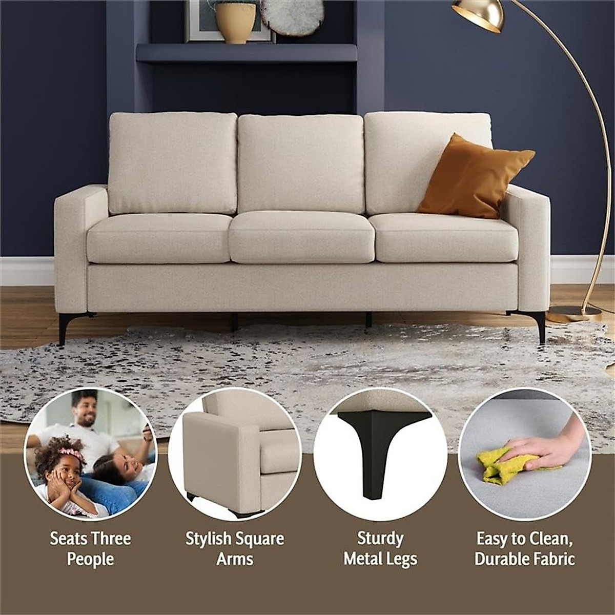 Hillsdale Furniture Matthew Fabric Upholstered Sofa Oatmeal Beige