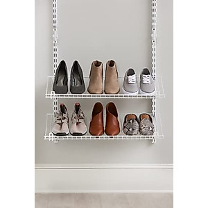 Rubbermaid Customizable Wall Mount Shoe Shelf, White, for Home/House/Closet/Laundry/Linen Organization