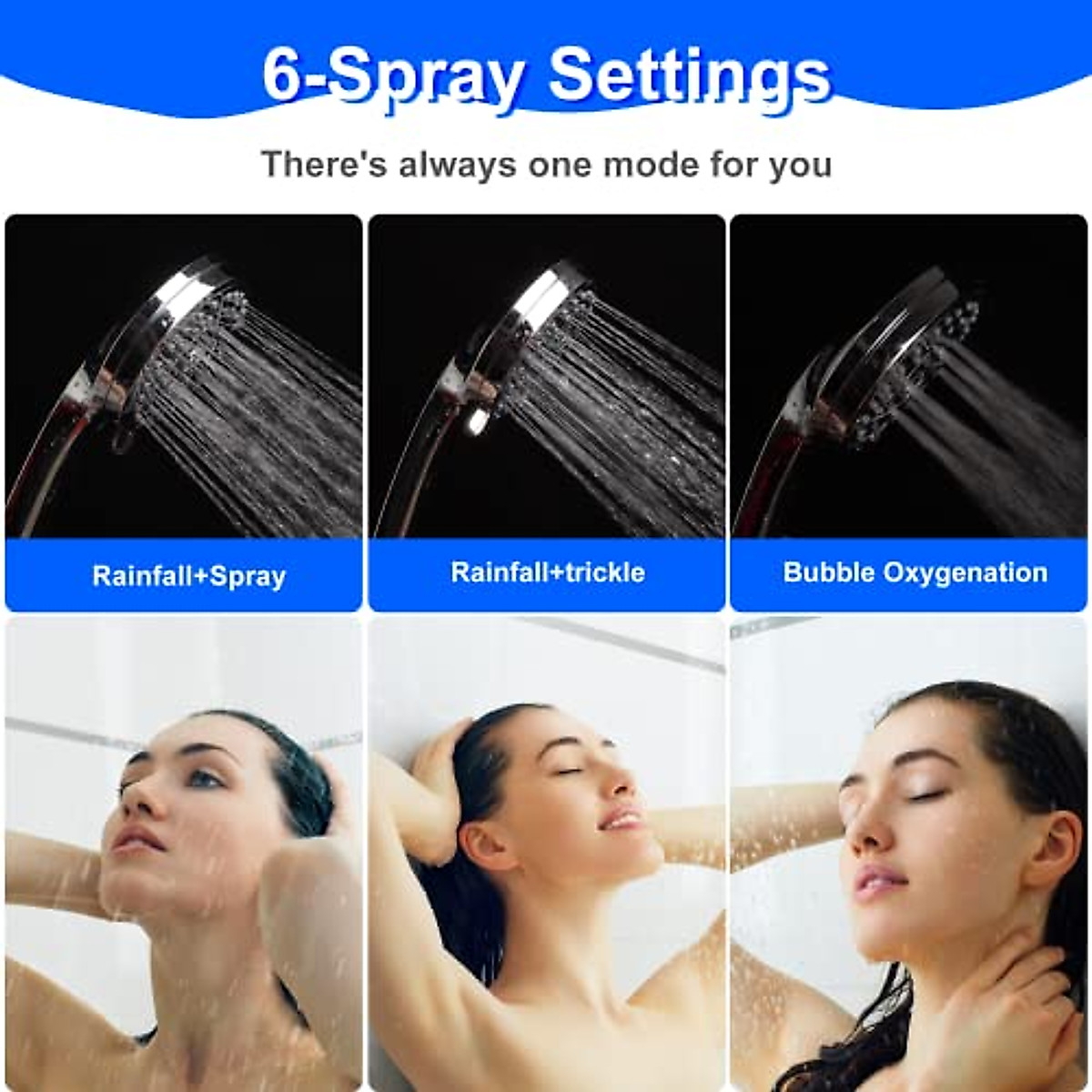 High Pressure Shower Head with Handheld, 7 Functions Auqacre Shower Head + Jet Water Mode Wash for cleaning bathtubs, Pets & Tile, rain shower head with 60'' Stainless Steel Hose & Adjustable Bracket