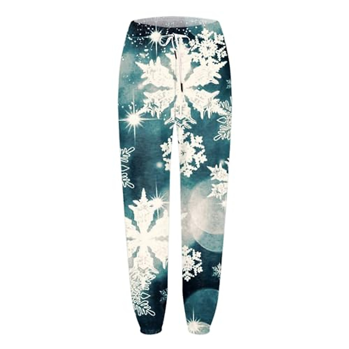Oversized Sweatpants,High Waisted Sweatpants for Women Christmas Print Elastic Waisted Workout Jogging Drawstring Casual Baggy Lounge Bottoms Snowflake Graphic Print Light Blue XL
