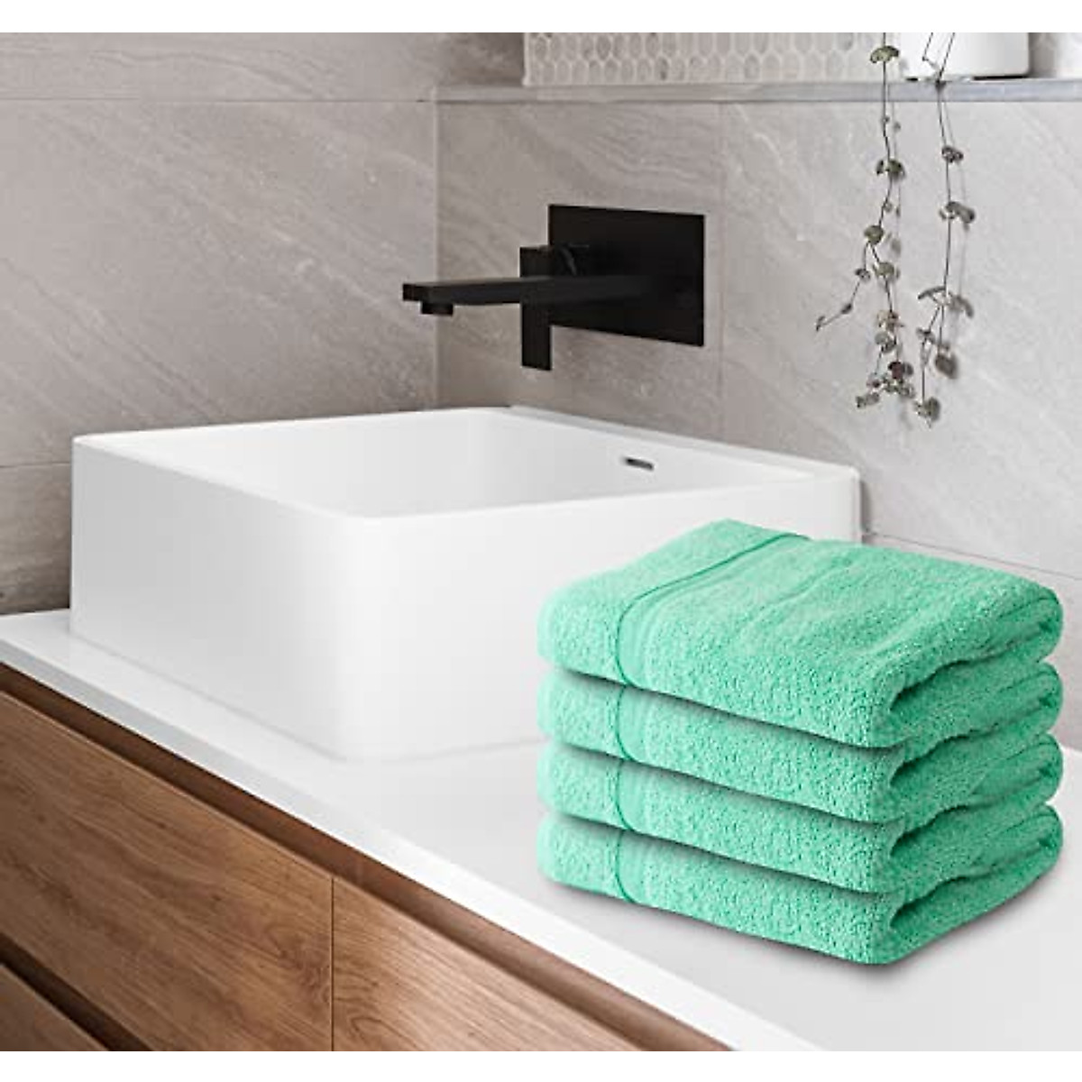 Alspin Cotton Bath Towels 6 Pack Cotton Towels,Teal Color ,24 x 48 Inches Towel for Pool, Spa, and Gym Lightweight and Highly Absorbent Swift Drying Towels