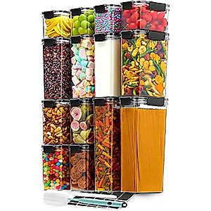 Crystal Clear Airtight Food Storage Containers with Lids,Plastic Canister Sets with Different Sizes Kitchen Pantry Organization and Storage,for Food,Flour, Sugar,Cereal,BPA Free (TYPE2)