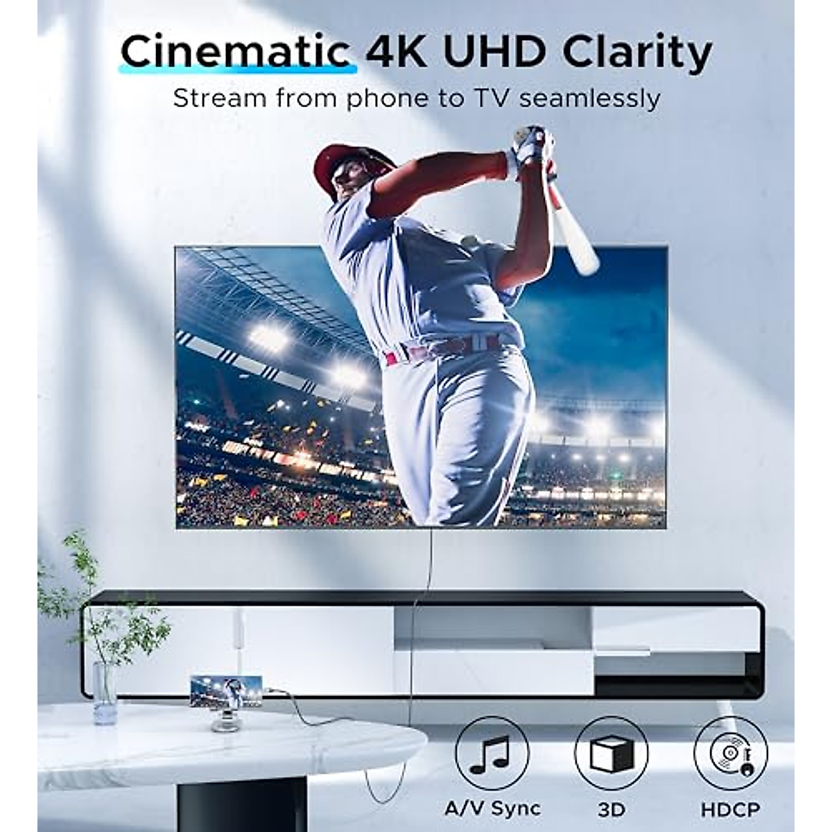 Warrky USB C to HDMI Cable 4K, 3.3ft [Braided, High Speed] Thunderbolt 3 to HDMI Adapter Compatible for New iPad, MacBook Pro/Air, iMac, Galaxy S20 S10 S9 S8, Surface, Dell, HP