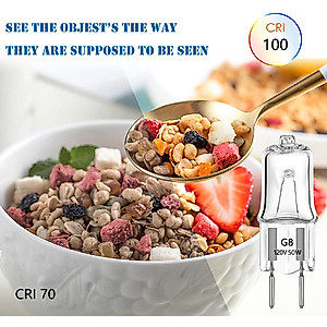 AHEVO G8 Light Bulbs 50W 120V Halogen Light Bulb G8 Base Bi-Pin 50W T4 JCD Warm White Under Cabinet Puck Lighting Replacements,10Pack