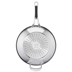 Tefal Jamie Oliver Cook's Classic E30688 Wok Pan 30 cm Non-Stick Coating Safe Thermal Signal Riveted Silicone Handle Suitable for Induction Cookers Oven Safe Stainless Steel