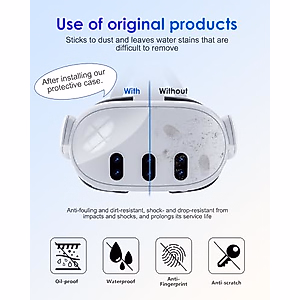 Accessories for Meta Quest 3, VR Accessory Set for Oculus Quest 3, VR Accessories Included Transparent Shell Cover, Lens Tempered Glass Protector, Protective Lens Cover, Joystick Caps
