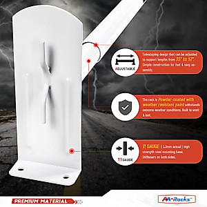 AA-Racks Model DX36 Compatible Ford Transit Connect 2008-13 Steel 2 Bar Utility Drilling Van Roof Ladder Rack System - Matte White