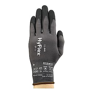 Ansell Healthcare 113041 Series 11-840 HyFlex Light Nitrile Duty FORTIX Foam Glove, Size 11, Gray (Pack of 144)