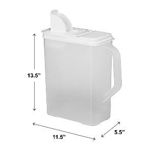 Buddeez Bulk Food Storage Container - 8 Quart All Purpose Clear & Large Pantry and Kitchen Organization and Storage - Cereal, Flour, Sugar, Rice Dispenser, EZ Grip Handle, EZ Pour Spout (White Lid)