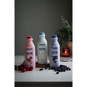 Lifeway Low Fat Kefir - 10g Protein, 12 Live Active Probiotic Cultures, Up to 99% Lactose Free, Gluten Free – Blueberry, 32 oz