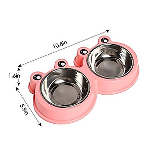 Double Dog Cat Bowls Premium Stainless Steel Pet Bowls with No-Slip Stainless Steel Cute Modeling Pet Food Water for Feeder Dogs Cats Rabbit and Pets
