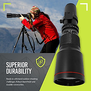 Big Mike’s High-Power 500mm/1000mm f/8 Manual Telephoto Lens for Nikon DSLR, Black