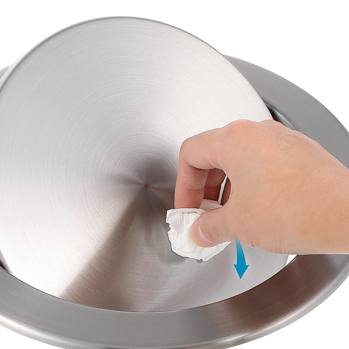 Generic Trash Can Lid:Embedded Countertop Built-in Trash Chute Round Cover Stainless Steel Round Trash Grommet for Kitchen Bathroom Countertop, Silver, 0023O98B16C