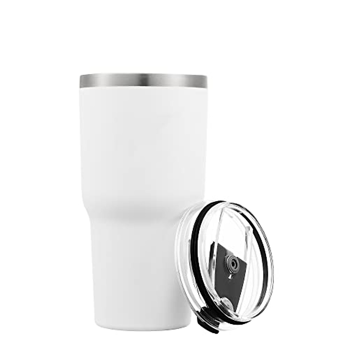 CYETUS 30oz Tumbler with Lid, Stainless Steel Vacuum Insulated Coffee Tumbler Cup, Double Wall Powder Coated Travel Mug, White