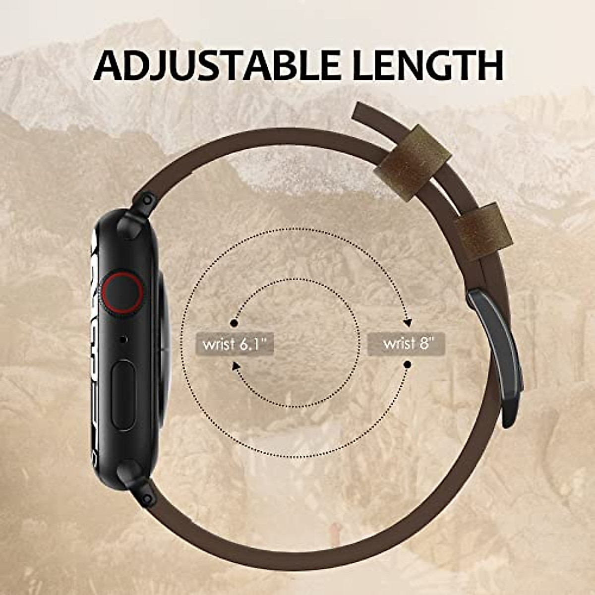 SWEES Leather Band Compatible for Apple Watch 42mm 44mm 45mm, Genuine Leather Replacement Wristband Strap Compatible iWatch Series 7 6 5 4 3 2 1 SE Sports & Edition Men And Women, Retro Brown