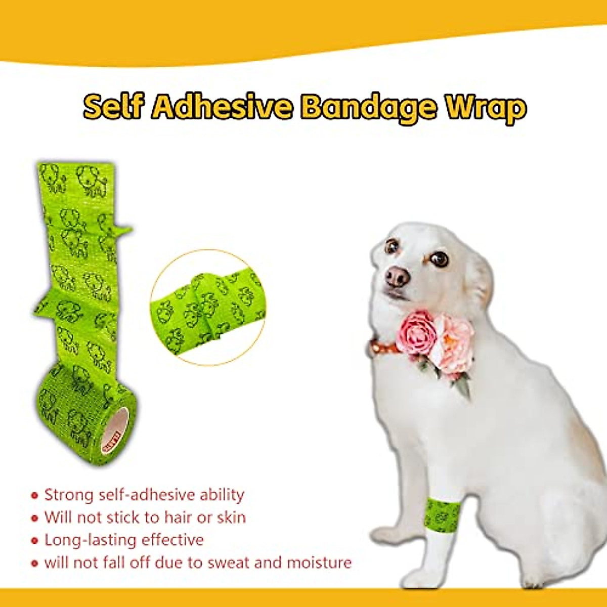 JVNZAM Vet Tape wrap, wrap Bandage 2 inch 12 Rolls,Cute Colorful Fruit Self Adhesive Bandage Wrap, Paw Bandages for Dog Cat Horse Pet Animals Wounds for Wrist Healing Ankle
