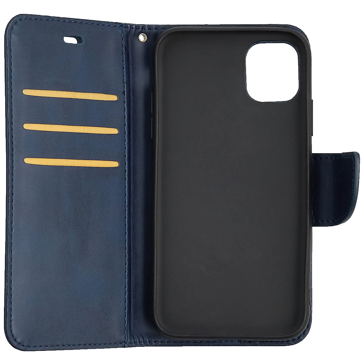 Glow Co, Ltd. 406-1-04 iPhone 11 Notebook Type Case with Strap, Navy, Tempered Glass & Stylus Pen