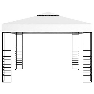 Garden Gazebo with Hardware Kits, Outdoor Galvanized Steel Double Roof Permanent Gazebo Canopy 118.1"x118.1" White