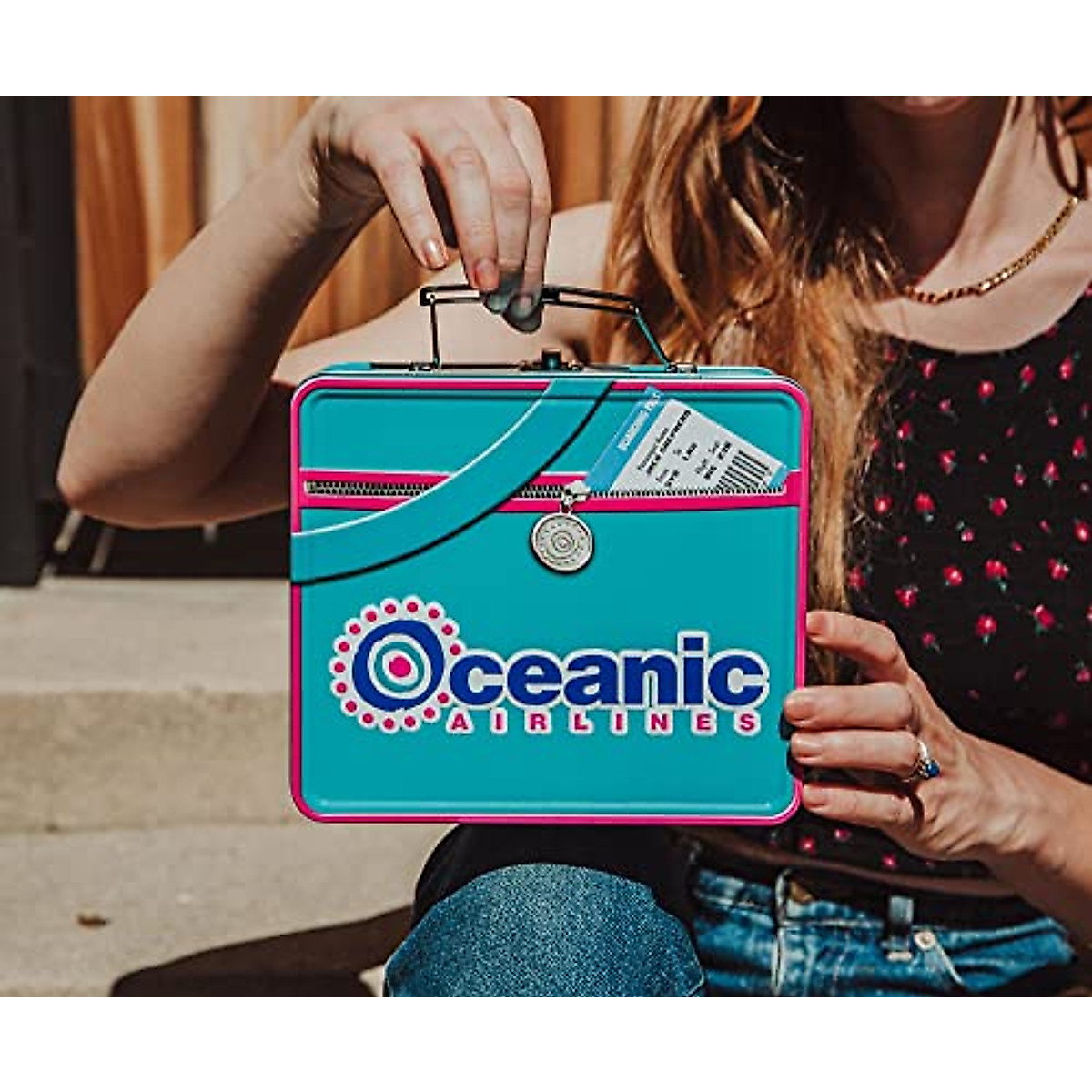 LOST Oceanic Airlines Metal Tin Lunch Box Tote | 8 x 7 x 4 Inches
