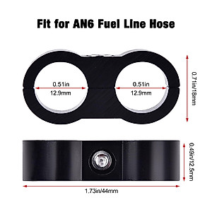 EVIL ENERGY 6AN Hose Separator Clamp, AN6 Fuel Line Mounting Clamp Aluminum Black 10PCS