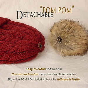 FURTALK Winter Beanie Hat for Women Warm Thick Cotton Lining Knit Bobble Skull Cap Fur Pom Pom Hats for Women