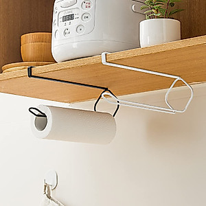 LINFIDITE Paper Towel Holder Hanger Under Cabinet Wine Glass Holder Paper Towel Racks No Drilling Sliding Wall Mount Paper Rolls Rack Kitchen Hanging Storage Rack