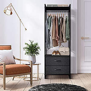 Sorbus Clothing Rack with Drawers - Clothes Stand Dresser - Wood Top, Steel Frame, & Fabric Drawers - Tall Closet Storage Organizer - Garment Rack for Hanging Shirts, Dresses, & Jackets