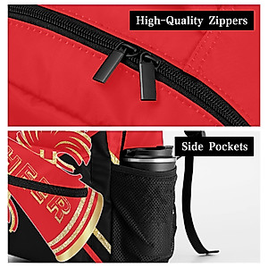 BigBigift Custom Cheer Red Black Cheerleaders Waterproof Backpack Bookbag with Name for Birthday Holiday Gift, 12.2(L)x5.9(W)x16.5(H)inch