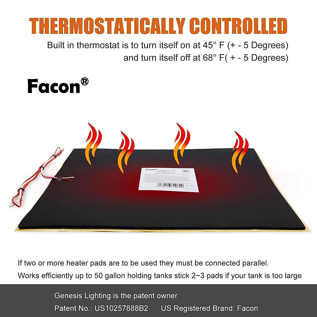 Facon RV Holding Tank Heater Pad, Up to 50 Gallons Fresh Water/Grey Water/Black Water Holding Tank Heating Pad with Automatic Thermostat Control