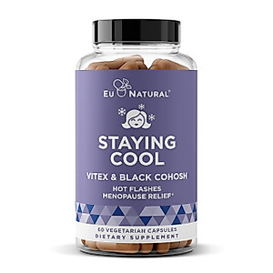Staying Cool Menopause Supplements for Women – Hormonal Hot Flashes, Weight Support, Night Sweats – Vitex Chaste Tree & Black Cohosh Pills for Natural Relief – 60 Vegetarian Soft Capsules