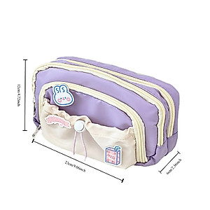 irLocy Cute Aesthetic Pencil Case Kawaii Pencil Case with Kawaii Pins Large Pencil Pouch Holder Preppy Supplies (blue)