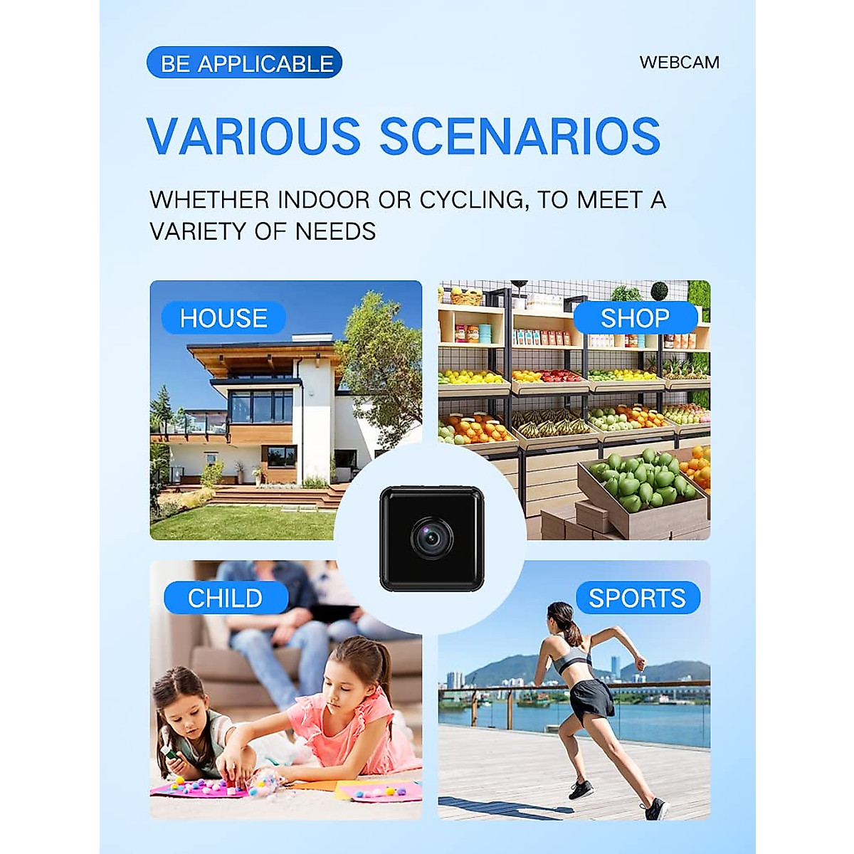 ZHOUCXZDA 1080P HD WiFi Smart Camera, Wireless Indoor and Outdoor Security Surveillance Camera, Baby Security Monitor, Small Nanny Portable Camera, Pet Camera, Cell Phone APP Remote Monitoring Camera