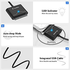 WAVLINK USB 3.0 to SATA Adapter Cable, External SATA III Hard Drive Connector for 2.5'' SSD/HDD & 3.5" HDD Data Transfer, Support UASP, Trim and S.M.A.R.T. with 3 mins Auto-Sleep, Max 18TB