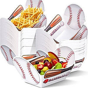 100 Pieces Baseball Food Trays Baseball Paper Bowl Party Decorations Nacho Trays Snack Candy Trays Disposable Serving Trays Baseball Party Sports Event Family Dinner Supplies 3.94 x 2.76 x 1.97 Inch