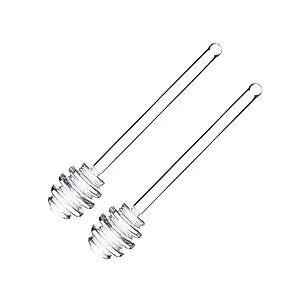 GSHLLO 2 Pcs Glass Honey Dippers Honey Stirring Sticks Mini Honeycomb Sticks Jam Syrup Stirring Wands Small Honey Stirrers Honey Drizzler Sticks Honey Jar Favors Honey Servers for Tea
