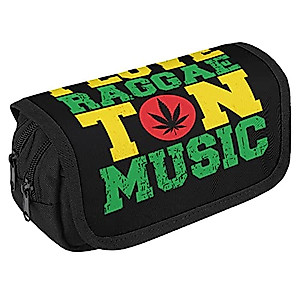 I Love Raggaeton Music Large Capacity Pencil Case Multi-Slot Pencil Bag Portable Pen Storage Pouch with Zipper
