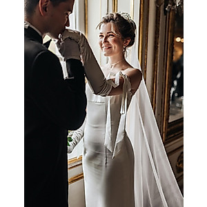 BEAUTELICATE Wedding Bridal Veil with Comb 1 Tier Lace Applique Chapel Length 90" White