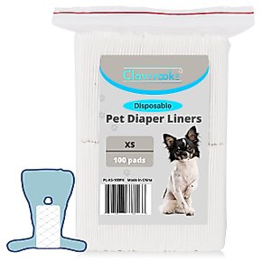 Cloverooke 100ct Extra Small Dog Diaper Liners, Disposable Absorbent Hygiene Pad for Female Heat, Booster Pad for Urinary Incontinence, Male Wrap Inserts.
