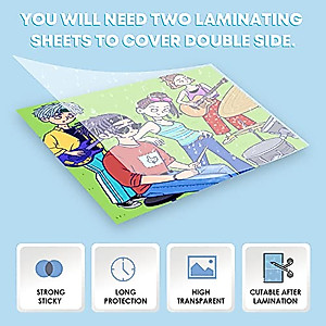 HTVRONT Self-Adhesive Laminating Sheets-20 Sheets 9 X 12 Inches Self Laminating Sheets, No Machine Needed Clear Laminating Sheets
