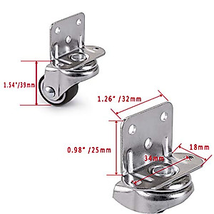 Skelang 4 Pcs 1 Inch Side Mounting Casters, TPE Swivel Plated Caster Wheels, L- Shaped Mute Wheel, Replacement for Baby Bed, Carts Trolley, Kitchen Cabinet, Furniture, Table, Loading Capacity 100 Lbs