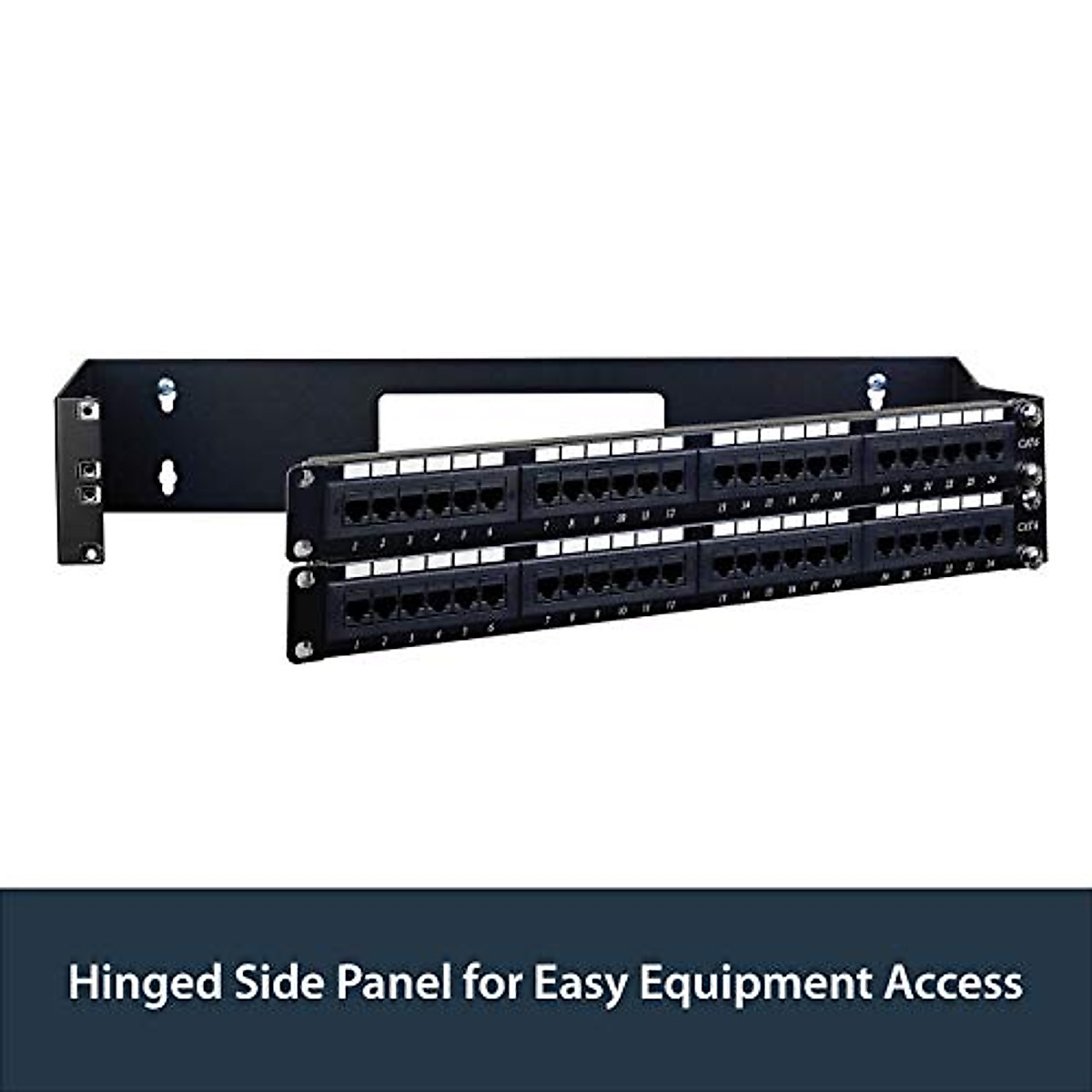 StarTech.com 2U Hinged Wall Mount Patch Panel Bracket - 6 inch Deep - 19" Patch Panel Swing Rack for Shallow Network Equipment- 22lbs (WALLMOUNTH2), Black
