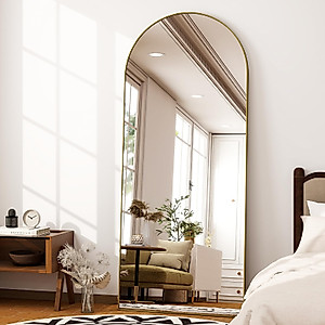 Easly 71"x30" Extra Large Arched Full Length Mirror - Leaning Mirror Arch Wall-Mounted Mirrors - Aluminum Alloy Frame Modern Simple Home Decor - for Living Room Bedroom Cloakroom, Gold