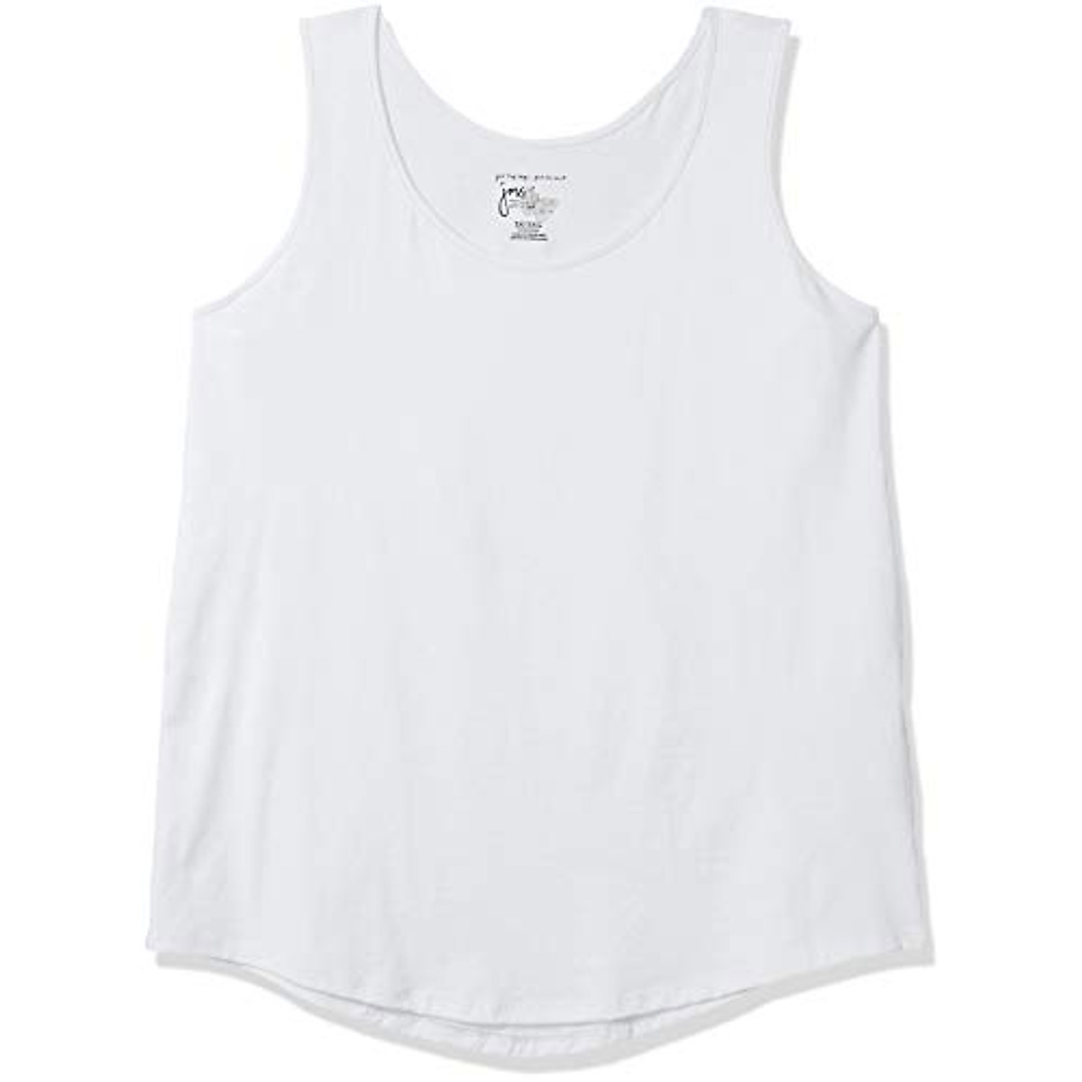 JUST MY SIZE Womens Plus Cotton Jersey Shirttail Top, Sleeveless Tank-top-and-cami-shirts, White