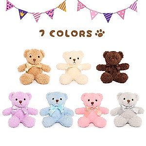 Tezituor Bulk Teddy Bears Stuffed Animal, Teddy Bears Bulk Stuffed Bear, Soft Teddy Bear Centerpiece Baby Shower, 7 Colors, 7 Packs, 10in