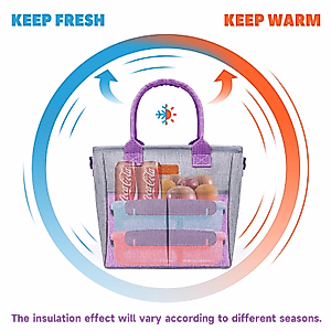 FITHOME Insulated Reusable Lunch Bag for Women/Men, Adult Thermal Tote Lunch Bag with Adjustable Crossbody Strap, Portable Leakproof Cooler Bags for Work/Picnic/Travel