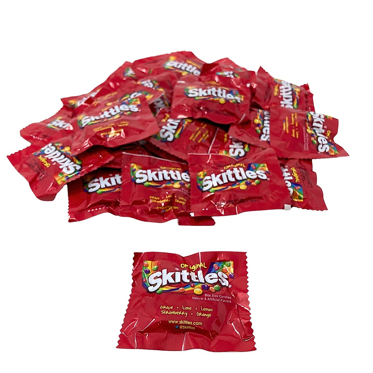 Skittles Original Flavor Candy Coated Fruit Chew Fun Size 1 Lbs Individually Wrapped Bulk Party Assortment 25+ Bite Size Mini Packs In Resealable Bag (16 Oz)