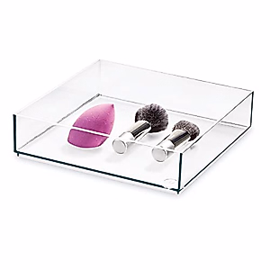 iDesign The Sarah Tanno Collection Plastic Cosmetic Drawer Organizer, 8" x 8" x 2", Clear