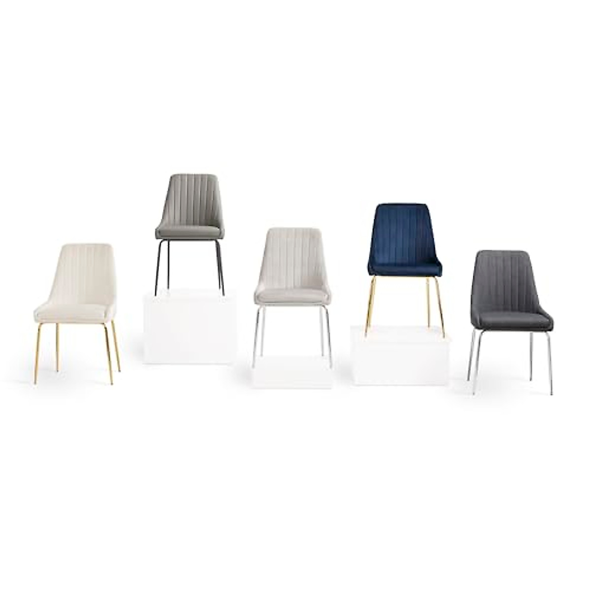 Uptown Club Myra Dining Chairs Set of 2 with Sturdy Metal Frame, Comfortable Seating for Up to 250 Lbs, Tufted Accent Furniture for Modern Homes, Linen Grey + Chrome Legs