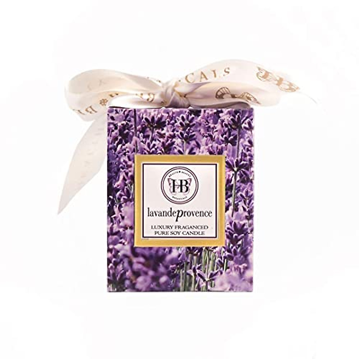 HB Botanicals Luxury Candle Lavande Provence Highly Scented Soy Candle Lavender Wax. Clean Burn in 7.5 Oz Frosted Gold Glass. Beautiful Gold Embossed Gift Box. Gift Wrapped! Safe Cotton Wick