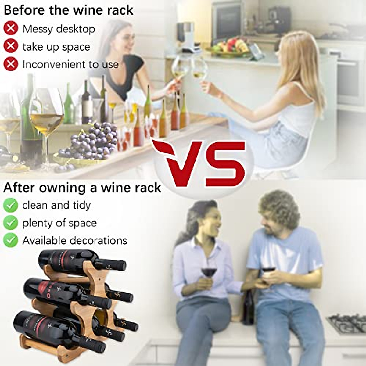 NAKAAOSIK Wine Racks Countertop, 6 Bottles, it is an Ideal Furniture Decoration Wine Rack to Organize The Wine on The Kitchen, Dining Table, Wine Cabinet